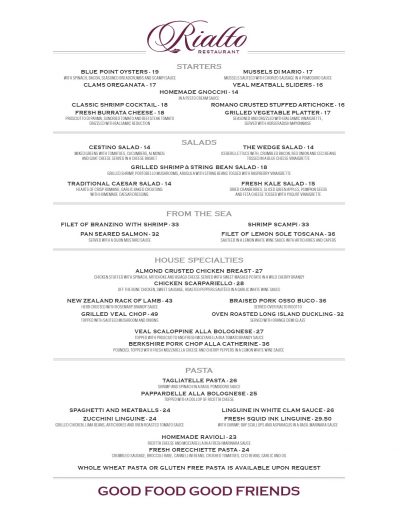 Menus – Rialto Restaurant