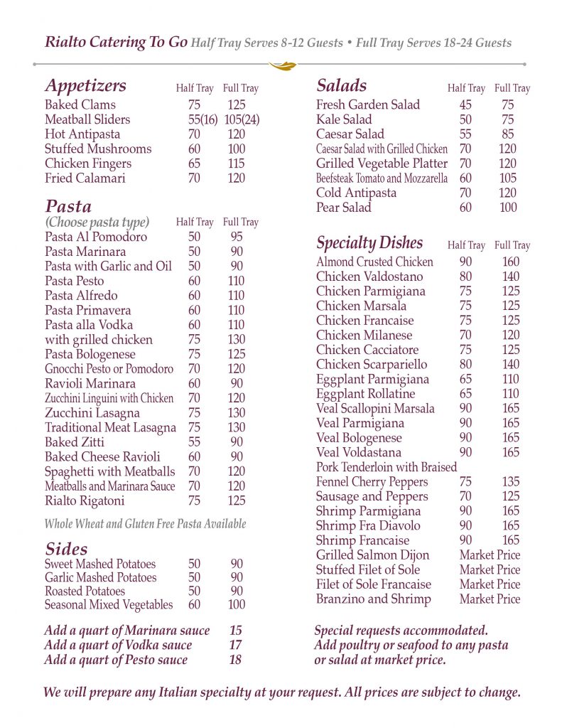Menus – Rialto Restaurant