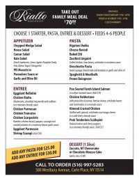 Menus – Rialto Restaurant